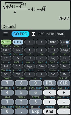 NCalc Scientific Calculator +で「4」から「2022」: 算数の広場